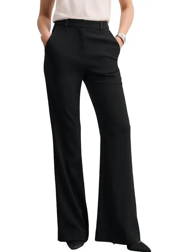 The Fold Clever Crepe Lexington Flared Trousers - Black