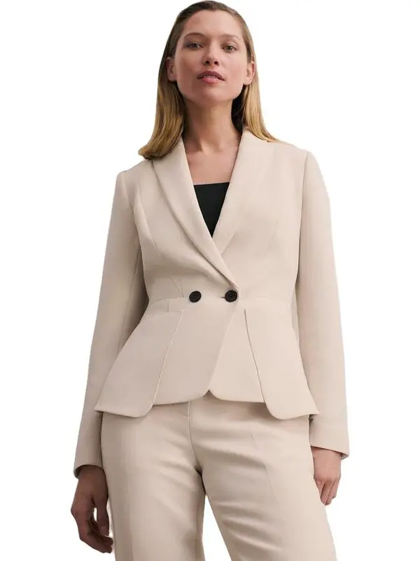 The Fold Caselle Doppio Crepe Blazer - Neutral