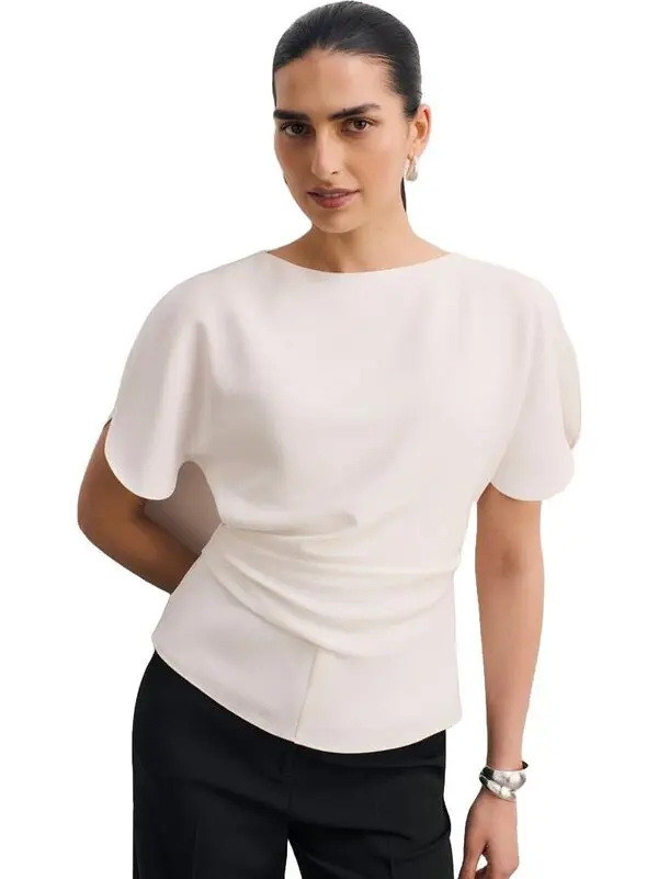 The Fold Salerno Clever Crepe Top - Ivory