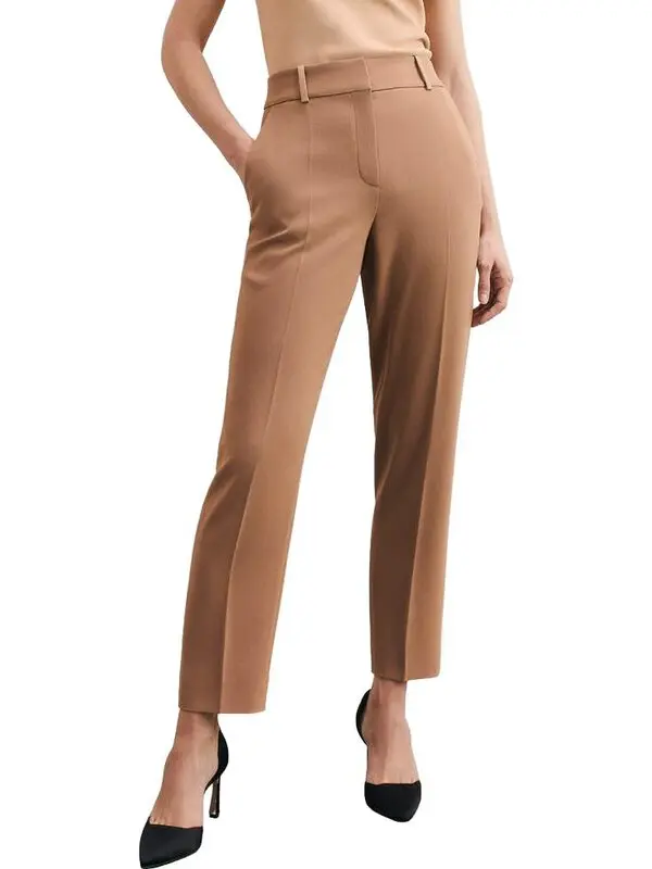 The Fold Clever Crepe Tavira Slim-leg Trousers - Camel
