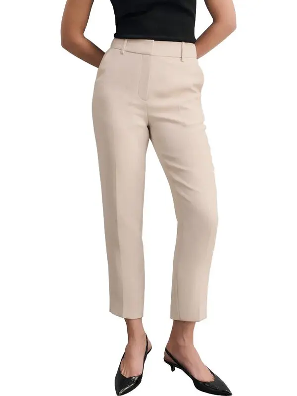 The Fold High-rise Tailored Ankle Trousers - Neutral