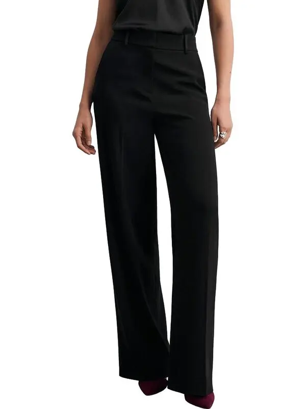 The Fold Adelaide Clever Crepe Wide Leg Trousers - Black
