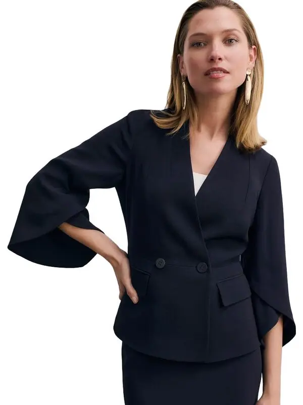 The Fold Ansdell Clever Crepe Blazer - Navy