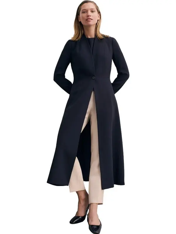 The Fold Finchley Crepe Coat - Navy
