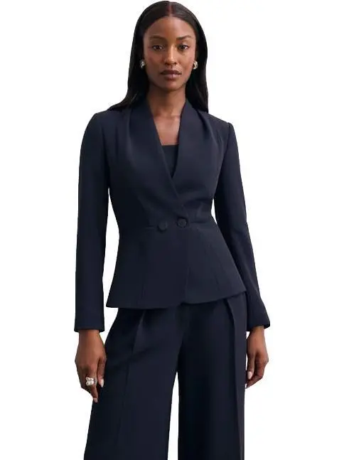 The Fold Arno Clever Crepe Blazer - Navy
