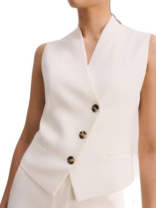 The Fold Romney Clever Crepe Waistcoat - Ivory