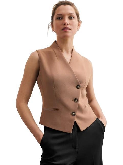 The Fold Draped V-neck Tailored Waistcoat - Neutral