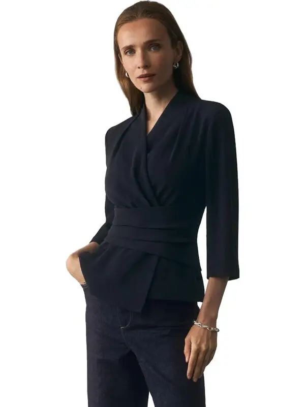 The Fold Clever Crepe Belleville Blouse - Navy