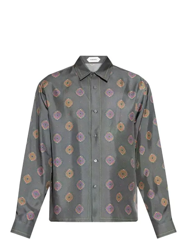 Versace Patterned Silk Shirt - Grey