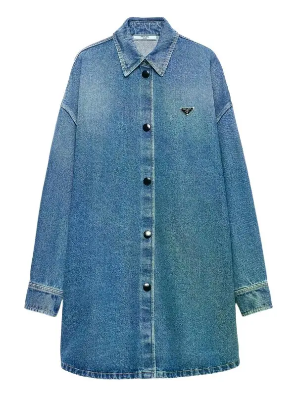 Prada Triangle-logo Denim Shirt - Blue