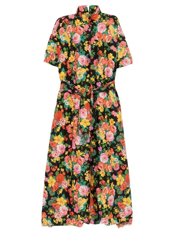DANIELA GREGIS Floral-print Midi Dress - Black