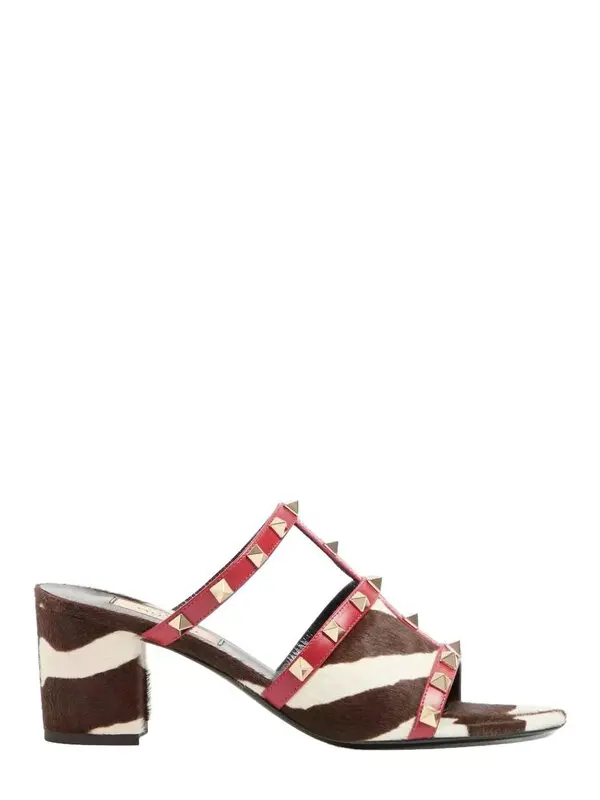 Valentino Garavani Striped Studded Sandals - Brown