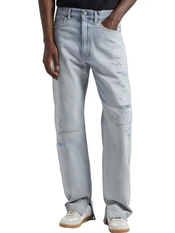 MAISON MARGIELA Distressed Straight Leg Jeans - Light Blue
