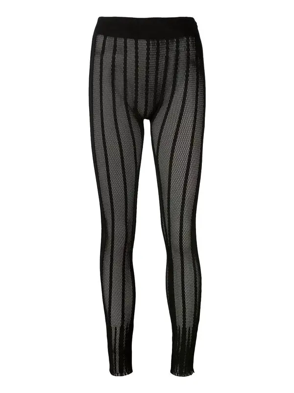 Issey Miyake Striped Mesh Leggings - Black