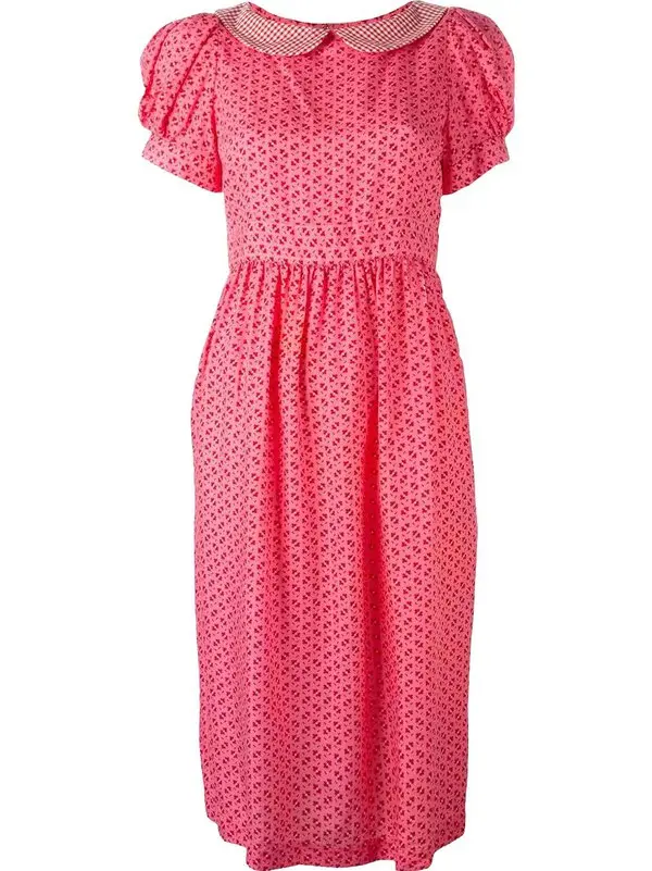 Comme Des Garçons Peter Pan Collar Midi Dress - Pink