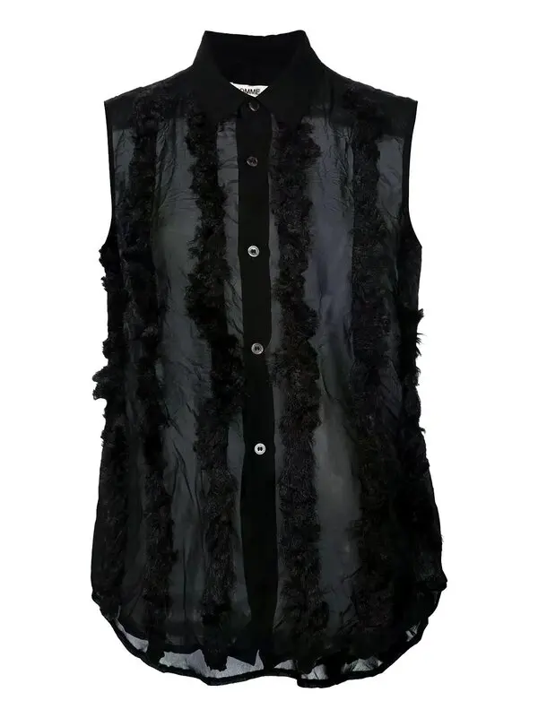 Comme Des Garçons Embellished Sheer Shirt - Black