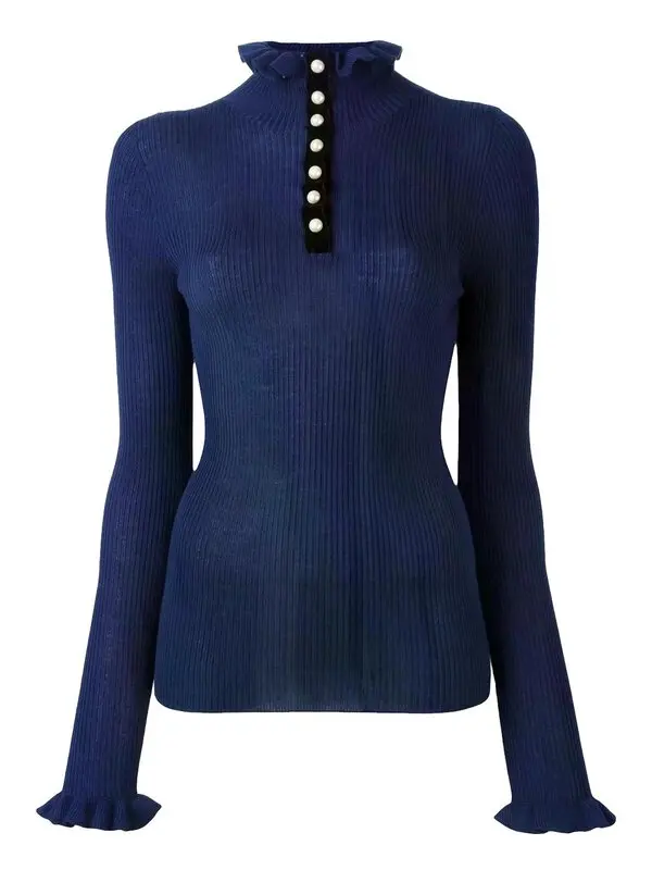 Philosophy Di Lorenzo Serafini Buttoned Neck Jumper - Blue