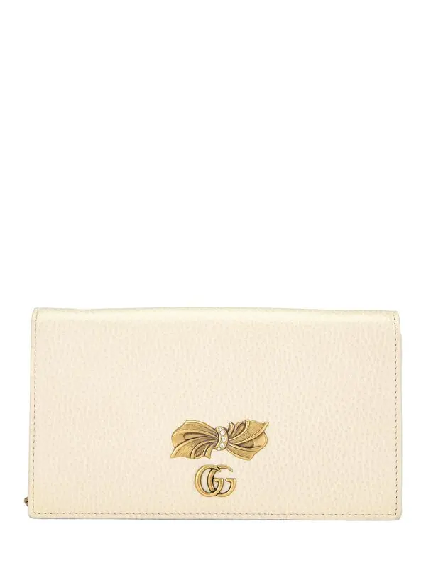 Gucci Leather Gg Marmont Crossbody Bag - White