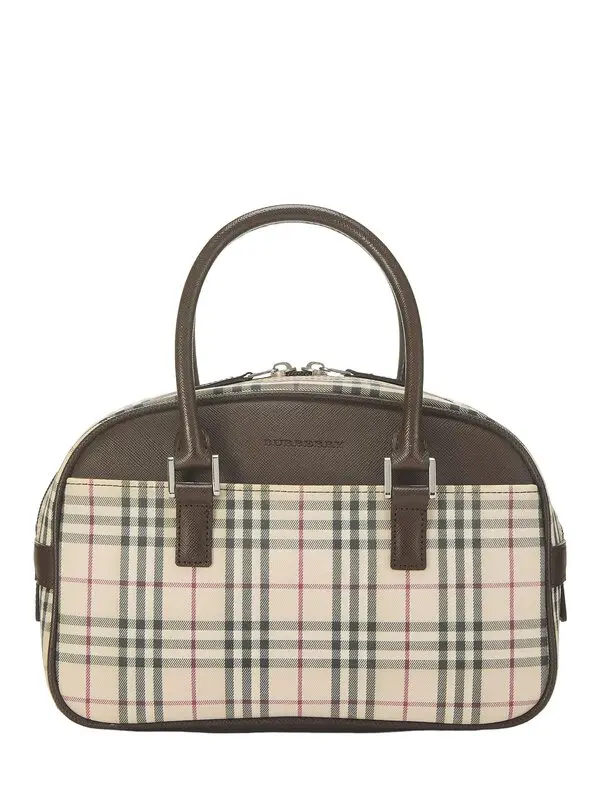 Burberry Check Jacquard Canvas Bowler Bag - Brown