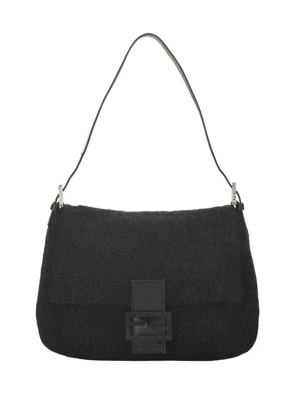 Fendi Knit Mama Baguette Shoulder Bag - Black