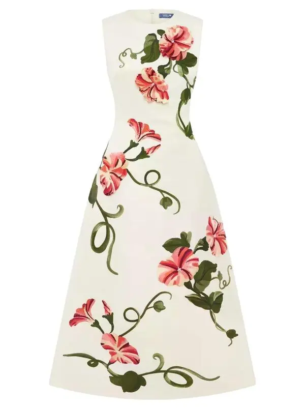 LEO LIN Cleo Floral Midi Dress - White