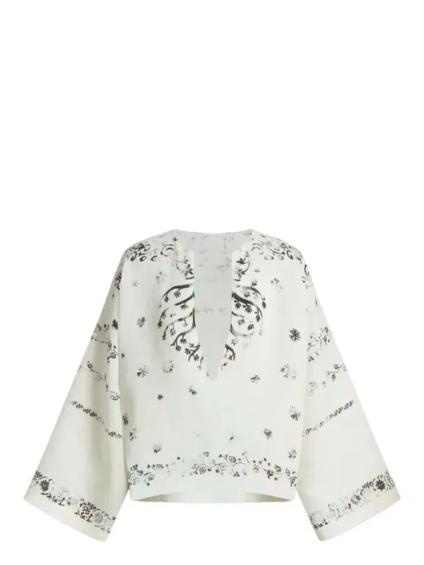 Alberta Ferretti Floral V-neck Blouse - White