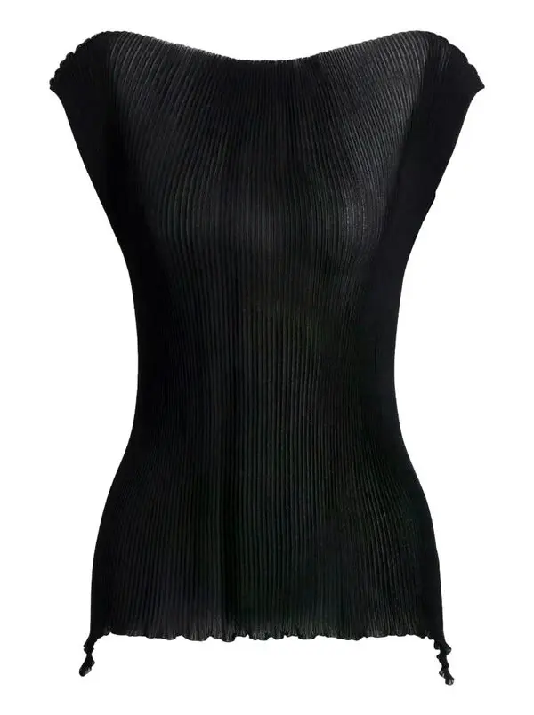 Alberta Ferretti Plissé Blouse - Black