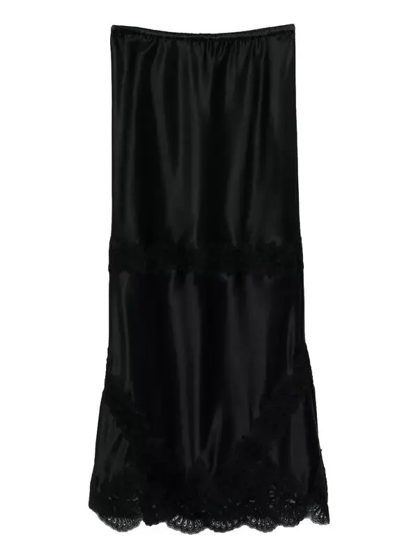 Cynthia Rowley Satin Lace Skirt - Black