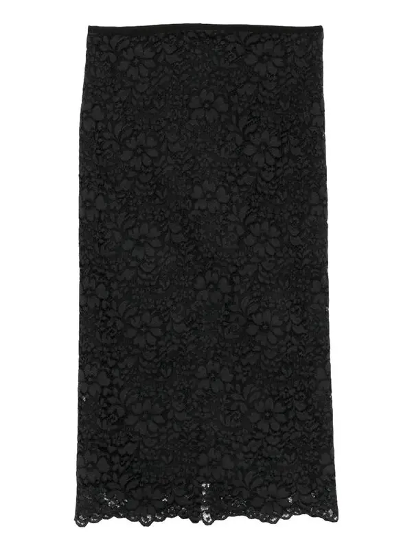 Simonette Ravizza Clivy Floral Lace Midi Skirt - Black