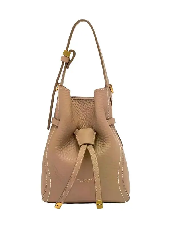 GIANNI CHIARINI Sienna Drawstring Leather Bucket Bag - Neutrals