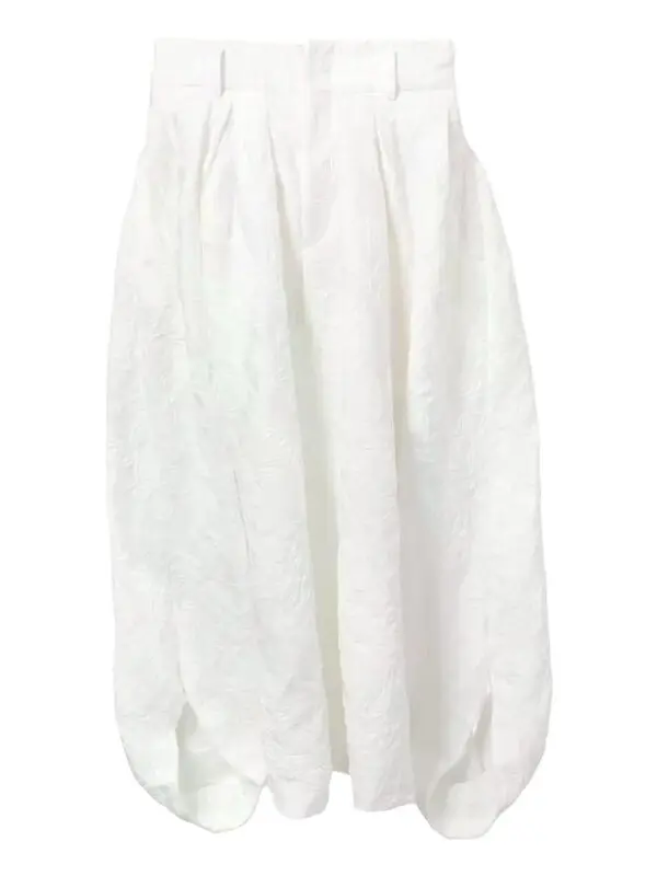 Comme Des Garçons Floral-embroidered Cropped Trousers - White