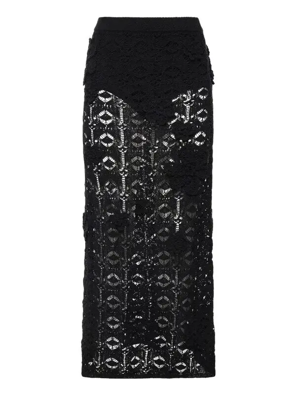 Pinko Crochet-effect Maxi Skirt - Black