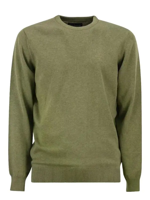 Barbour Crew-neck Logo Cotton Sweater - Green