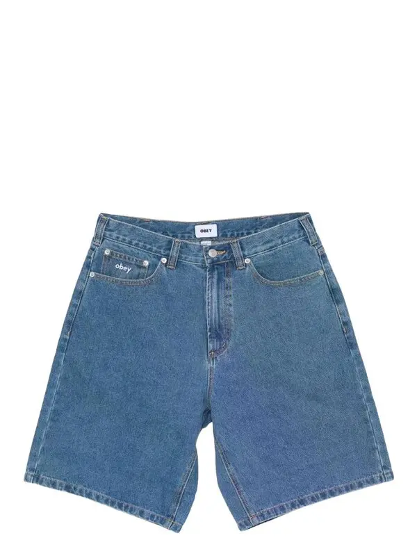Obey Logo-embroidered Shorts - Blue
