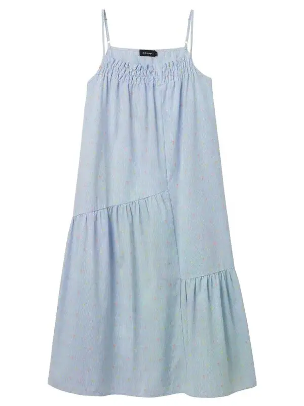 TOUT A COUP Striped Tiered Midi Dress - Blue