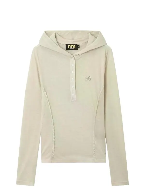MINI CREAM Buttoned Hoodie - Neutrals