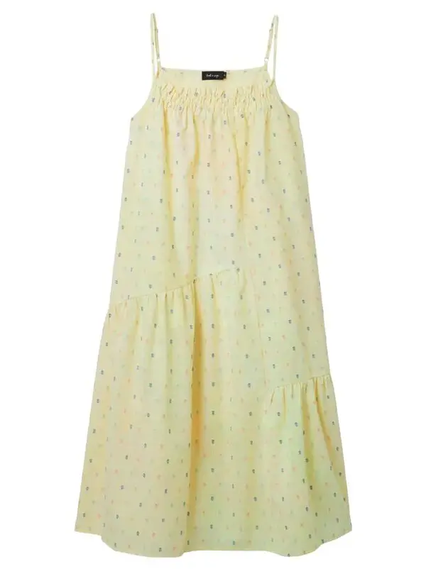 TOUT A COUP Ruffled Midi Dress - Yellow