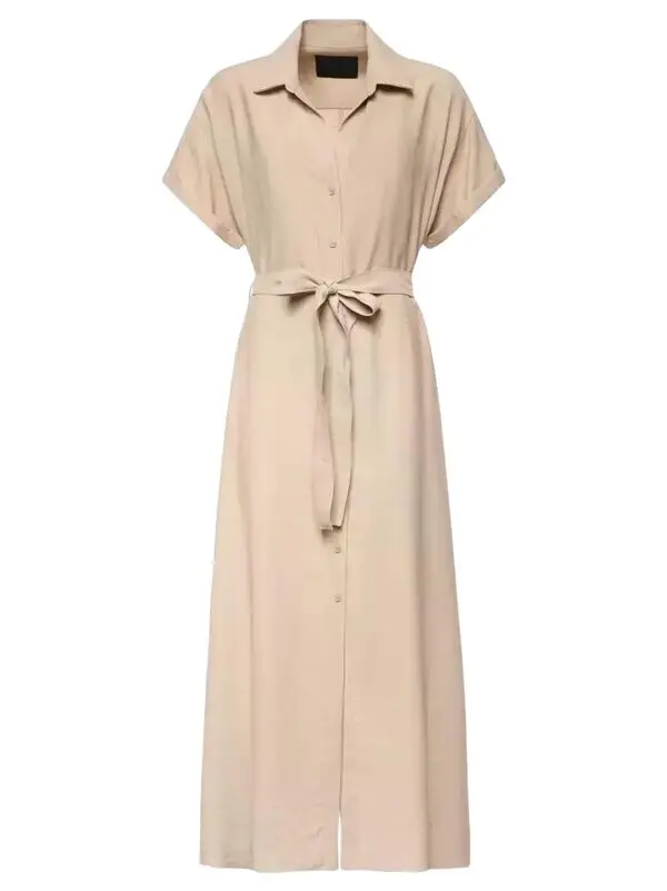 DONDUP Belted Gabardine Maxi Dress - Neutrals