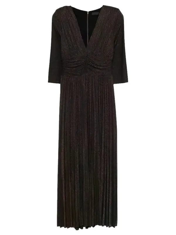Liu Jo V-neck Pleated Midi Dress - Brown