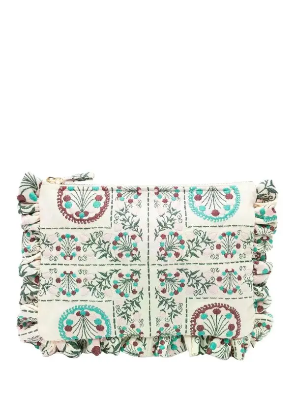 La DoubleJ Florette Tiles Jacquard Clutch Bag - Neutrals