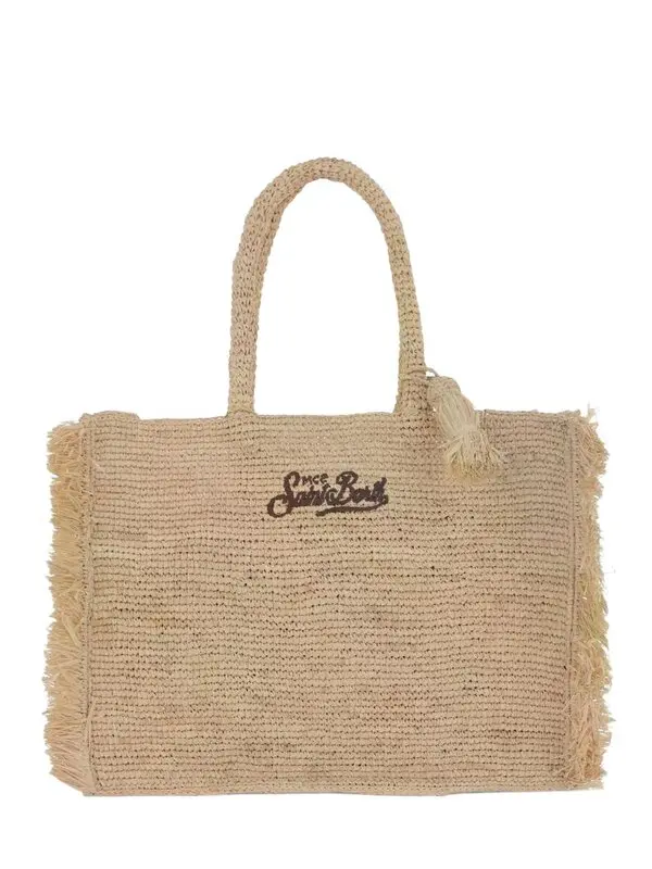 MC2 SAINT BARTH Tassel-detail Raffia Shoulder Bag - Neutrals