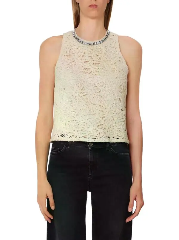 Liu Jo Embellished Lace Top - Neutrals