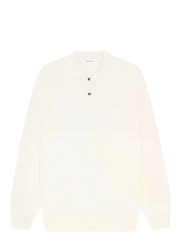 LES DEUX Textured Polo Shirt With Ribbed Cuffs - Neutrals
