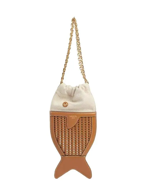 LANCEL Fish Woven Clutch - Brown