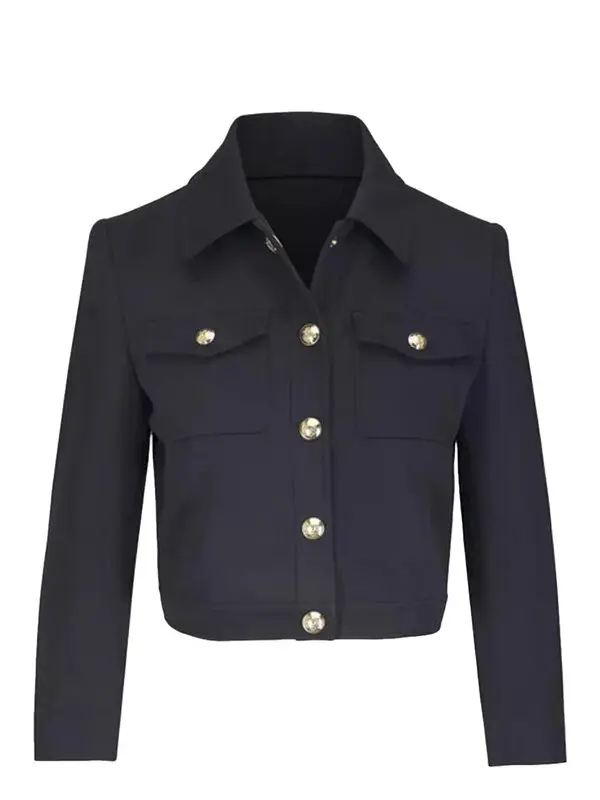 NILI LOTAN Edna Button Cropped Jacket - Blue