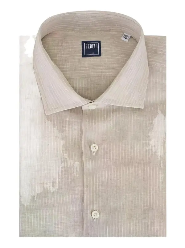 Fedeli Button Stripe Shirt - Neutrals