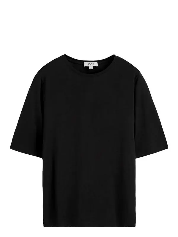 Cos Silk Relaxed T-shirt - Black
