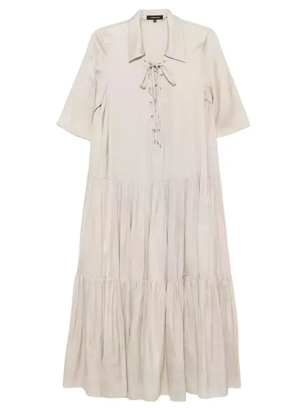 Barbara Bui Tiered Lace-up Midi Dress - Neutrals