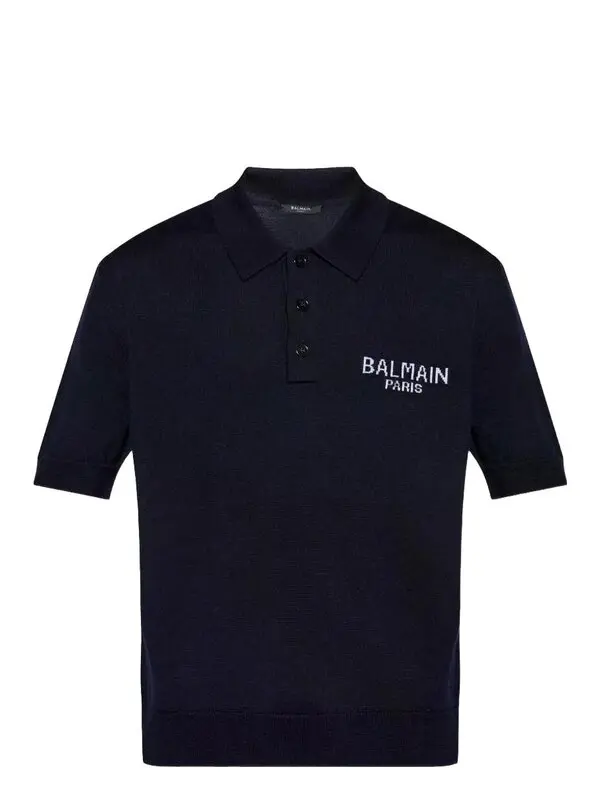 Balmain Logo-detail Polo T-shirt - Blue