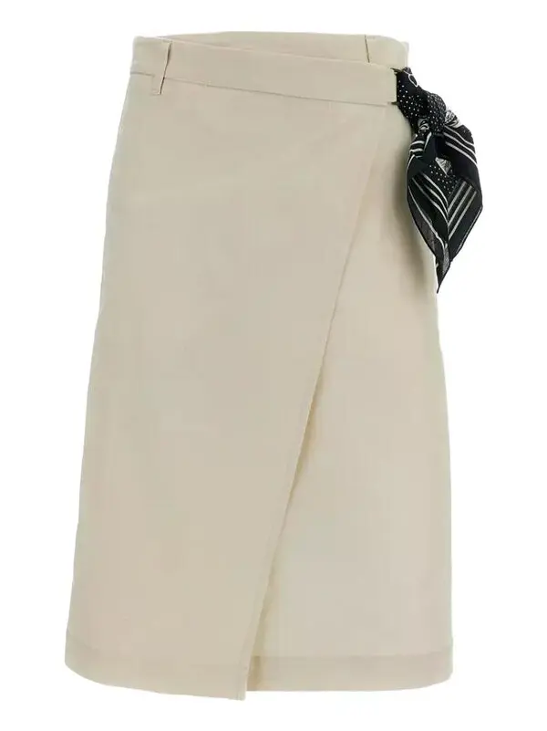 True Royal Wrap Style Midi Skirt - White